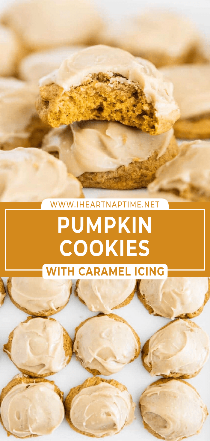 Pumpkin Cookies with Caramel Frosting - I Heart Naptime