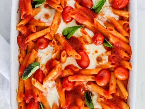 Baked pasta with mozzarella store