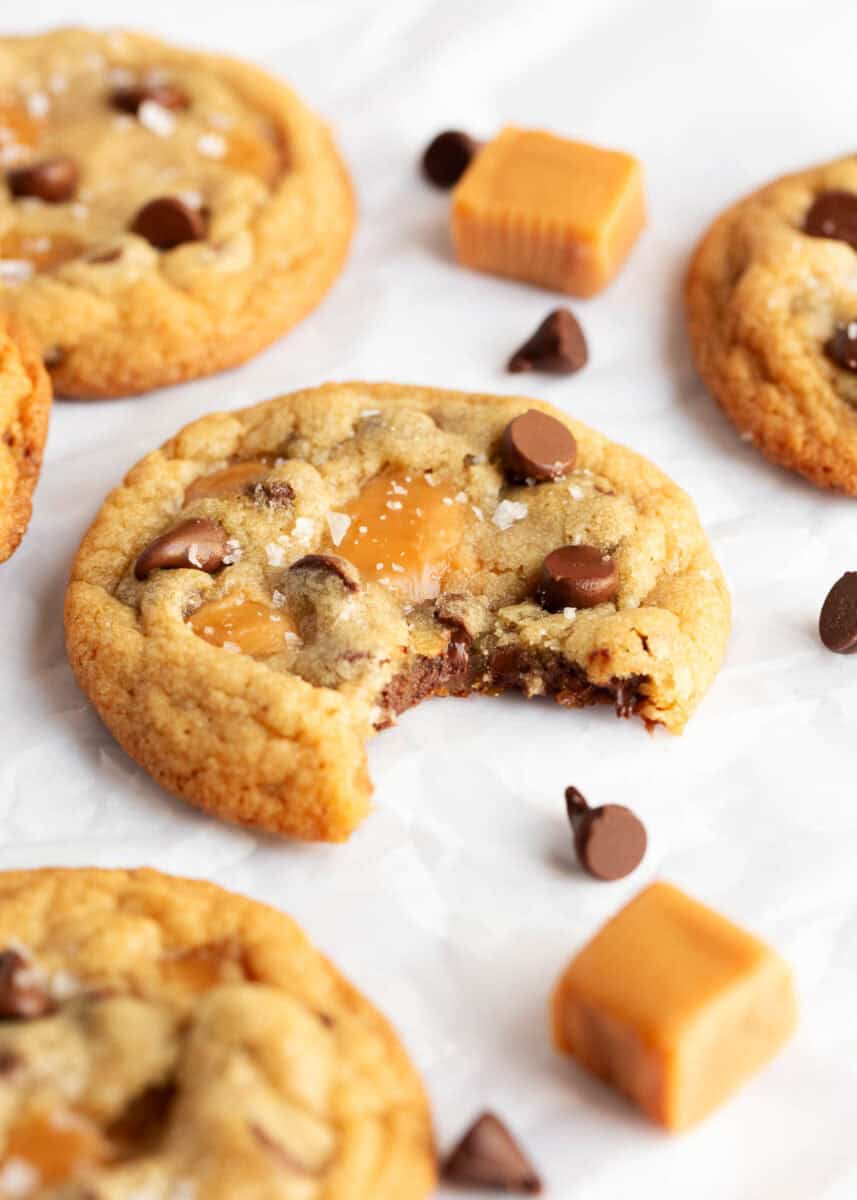 Salted Caramel Chocolate Chip Cookies - I Heart Naptime